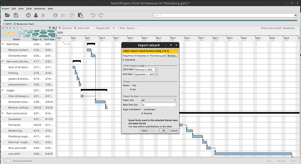 PDF Report is cropping my GANTT chart - GanttProject Desktop Support - GanttProject Support